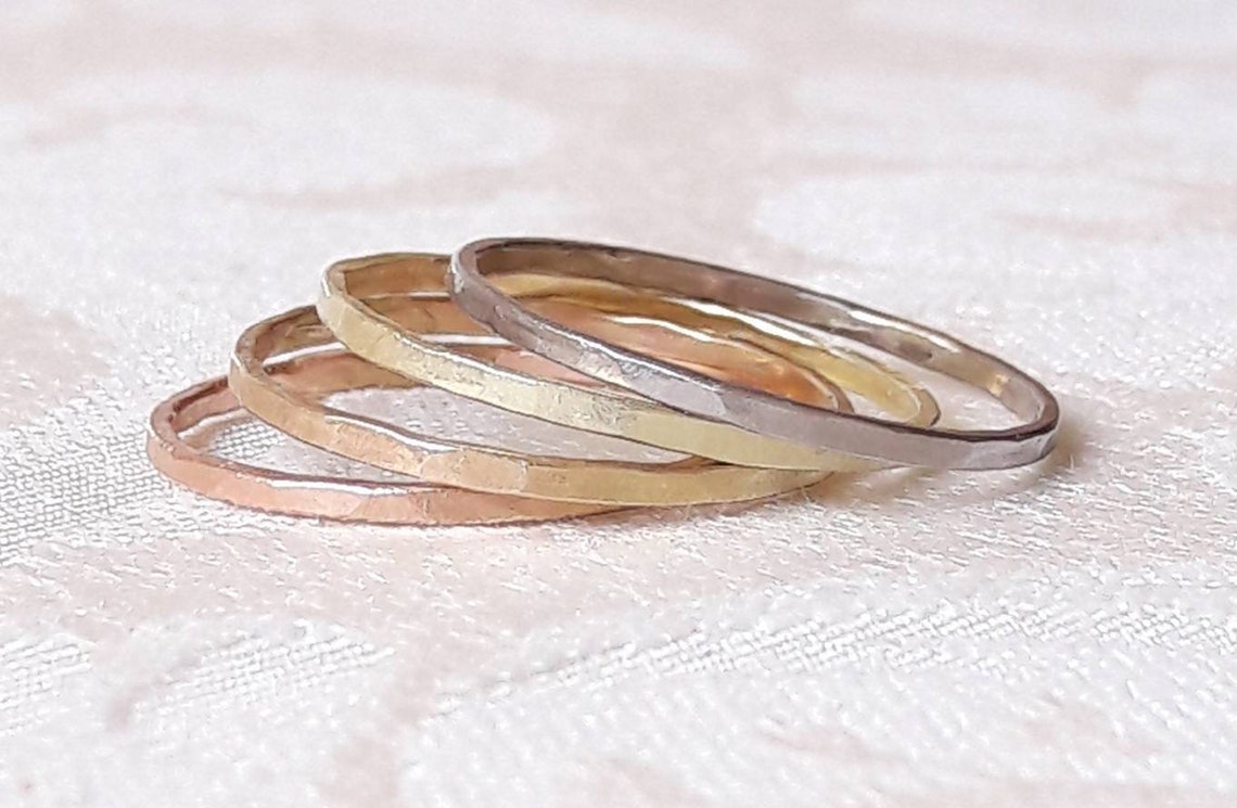 Solid 14K Gold Stacking Ring Set Stackable Gold Rings | Etsy