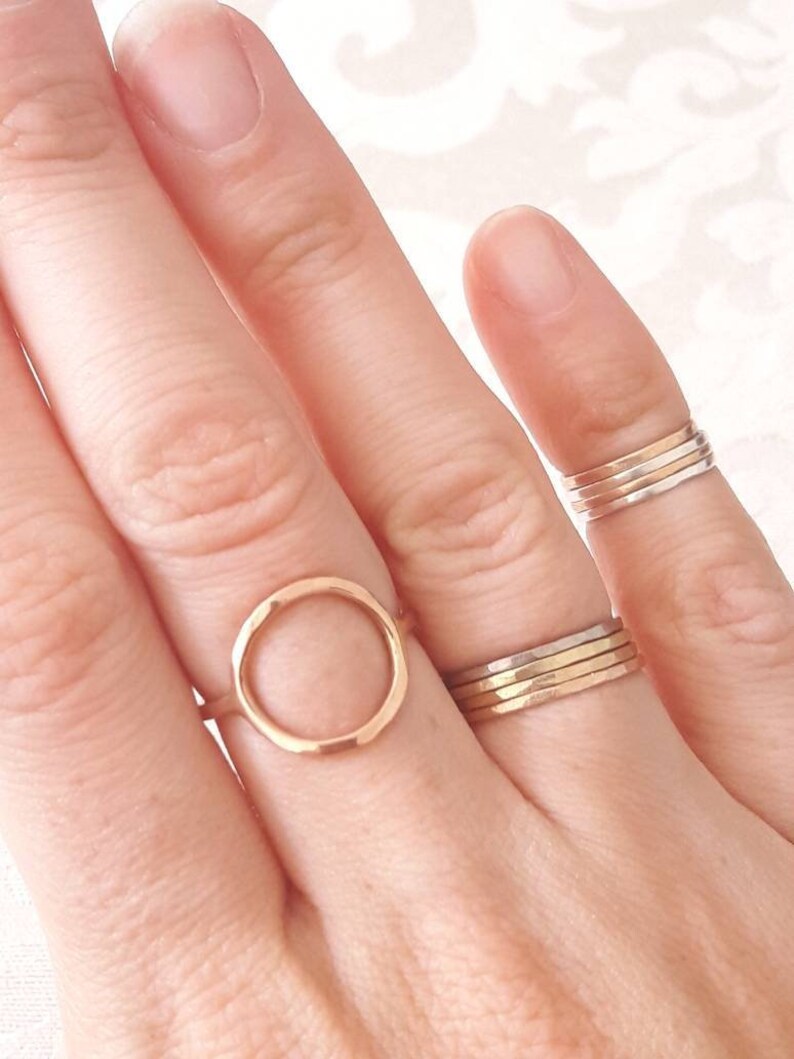 Hammered Open Circle Ring Geometric Jewelry Hammered Ring | Etsy