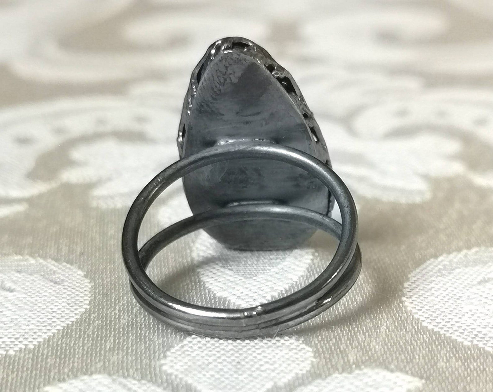 Plume Jasper and Sterling Silver Ring Flower Ring Double | Etsy