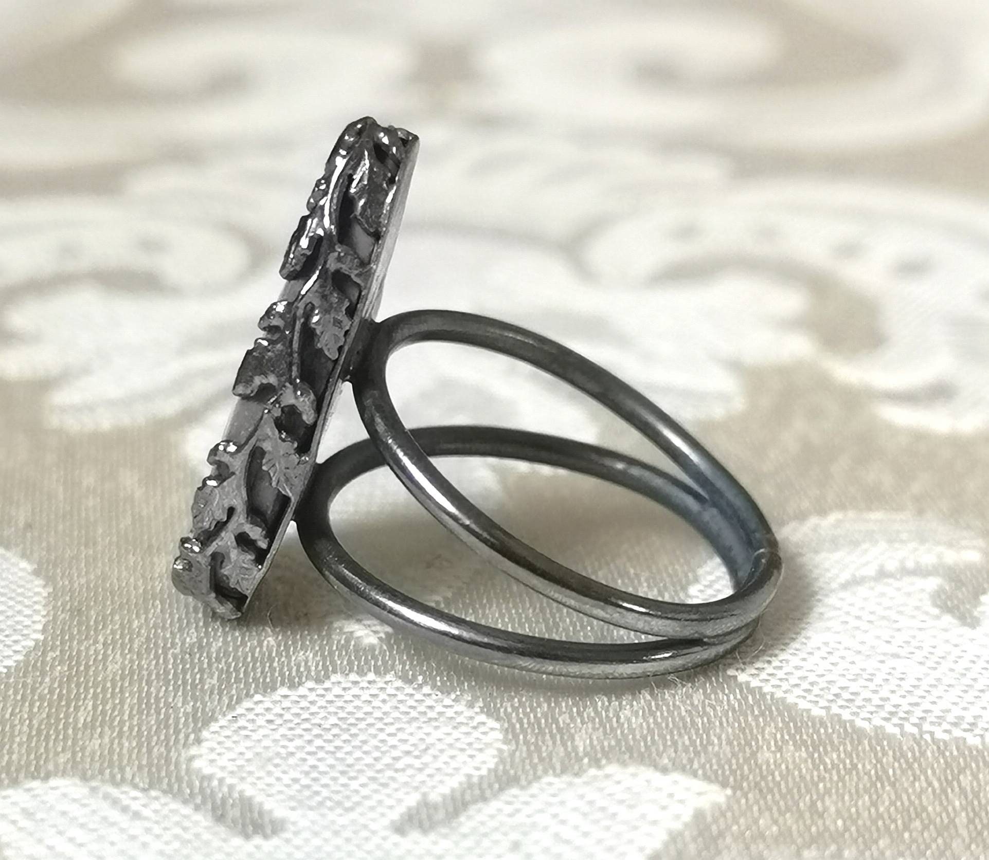 Plume Jasper and Sterling Silver Ring Flower Ring Double | Etsy