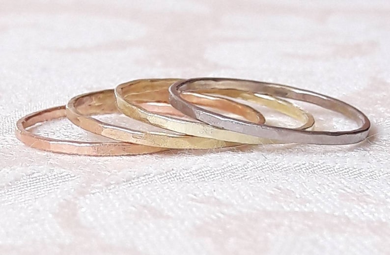 Solid 14K Gold Stacking Ring Set Stackable Gold Rings - Etsy