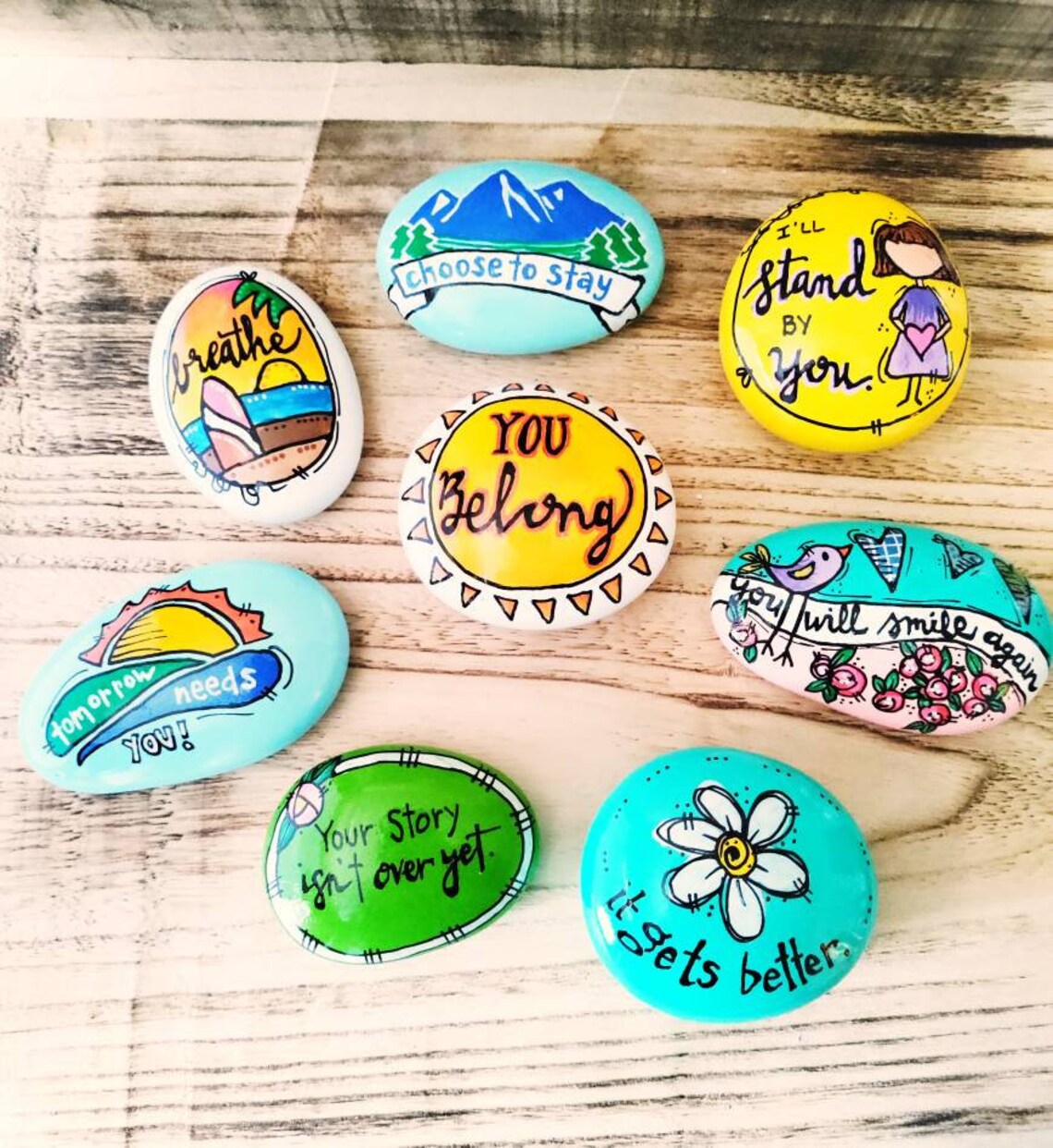 Suicide Awareness Painted Rocks, Mental Health Rocks, Encouraging Gifts ...