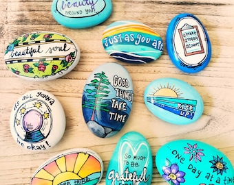 Painted Inspirational Positive Rocks, Painted Rocks, Motivational Gifts ...