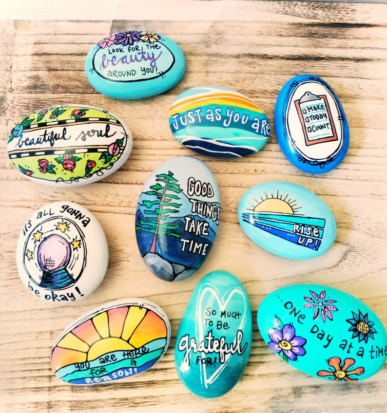Hand-painted Inspirational Rocks: Motivational Quote Gifts - Etsy