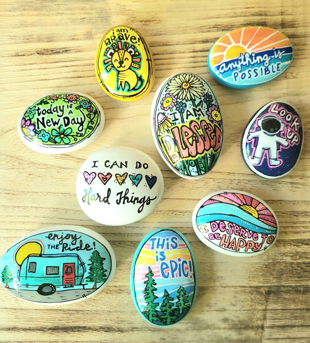 Hand-painted Affirmation Rocks: Inspirational Art, Kindness Rocks - Etsy