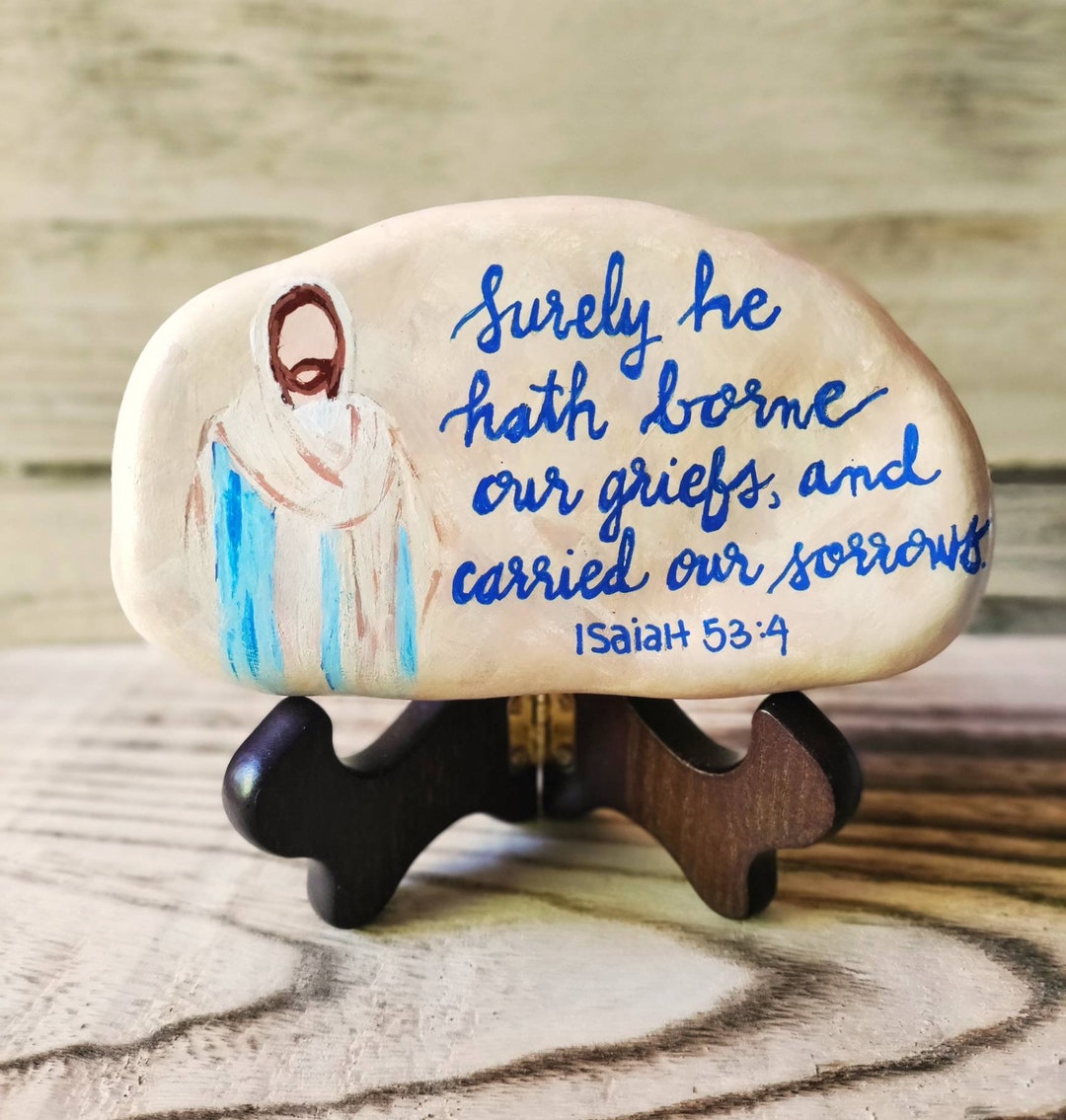 Jesus Painted Rock Bereavement Gift, Faith-based Sympathy Gift, Grief ...