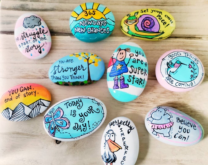 Motivational Inspirational Painted Rocks of Sunshine Flowers Animals ...