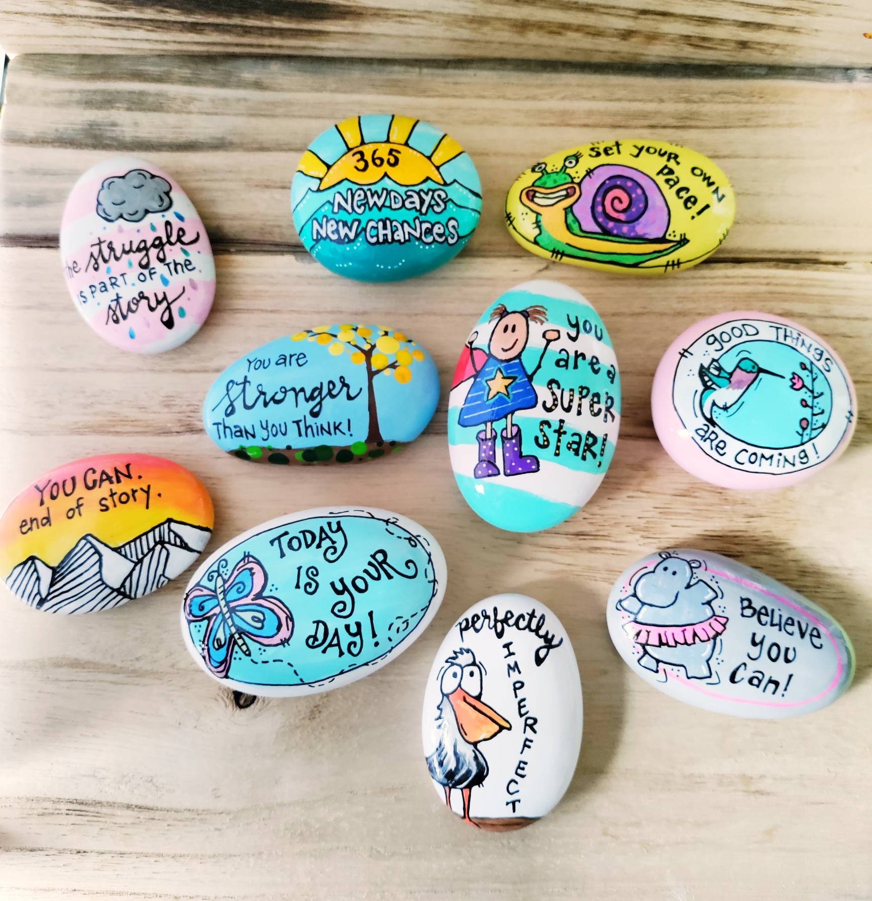 Hand-painted Motivational Rocks: Sunshine, Flowers, Animals - Etsy