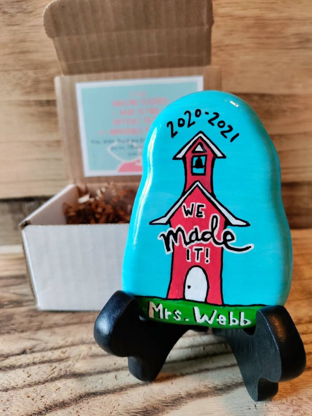 Handmade Painted Teacher Gift, Painted Rock Teacher Gift Box, Teacher ...