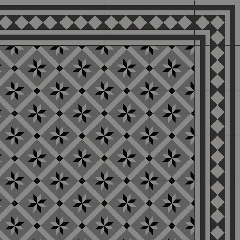 Black & Gray PVC Vinyl Mat Geometric Design Kitchen Mat - Etsy