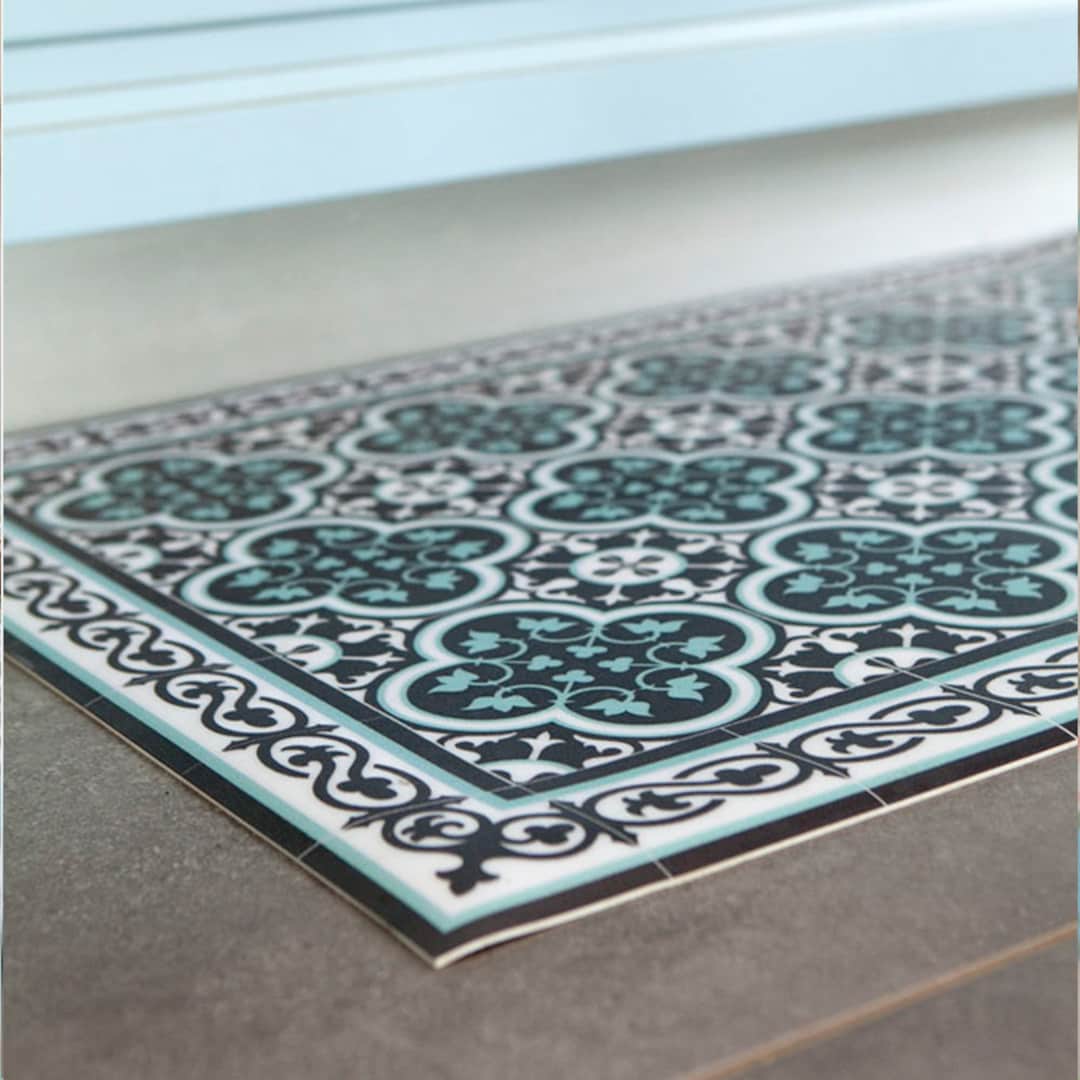 Modern Linoleum Kitchen Rug, Vinyl Kitchen Mat, Non Absorbent Vinyl ...