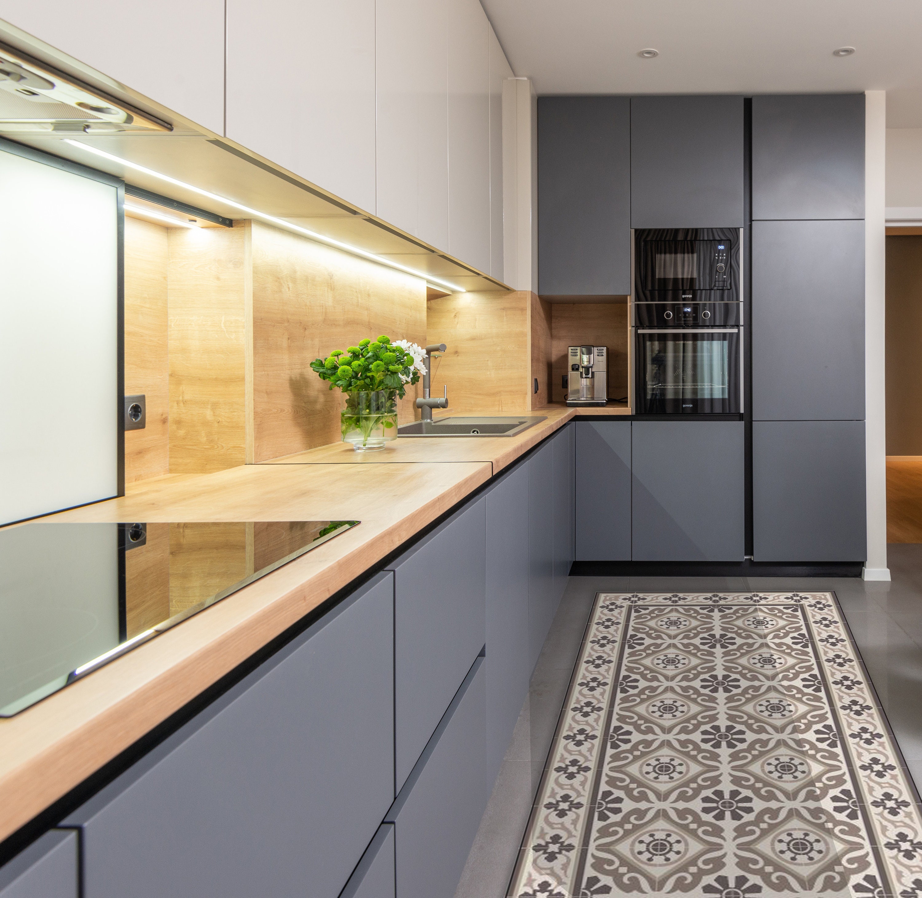 Modern Linoleum Kitchen Rug Vinyl Kitchen Mat Non Absorbent - Etsy