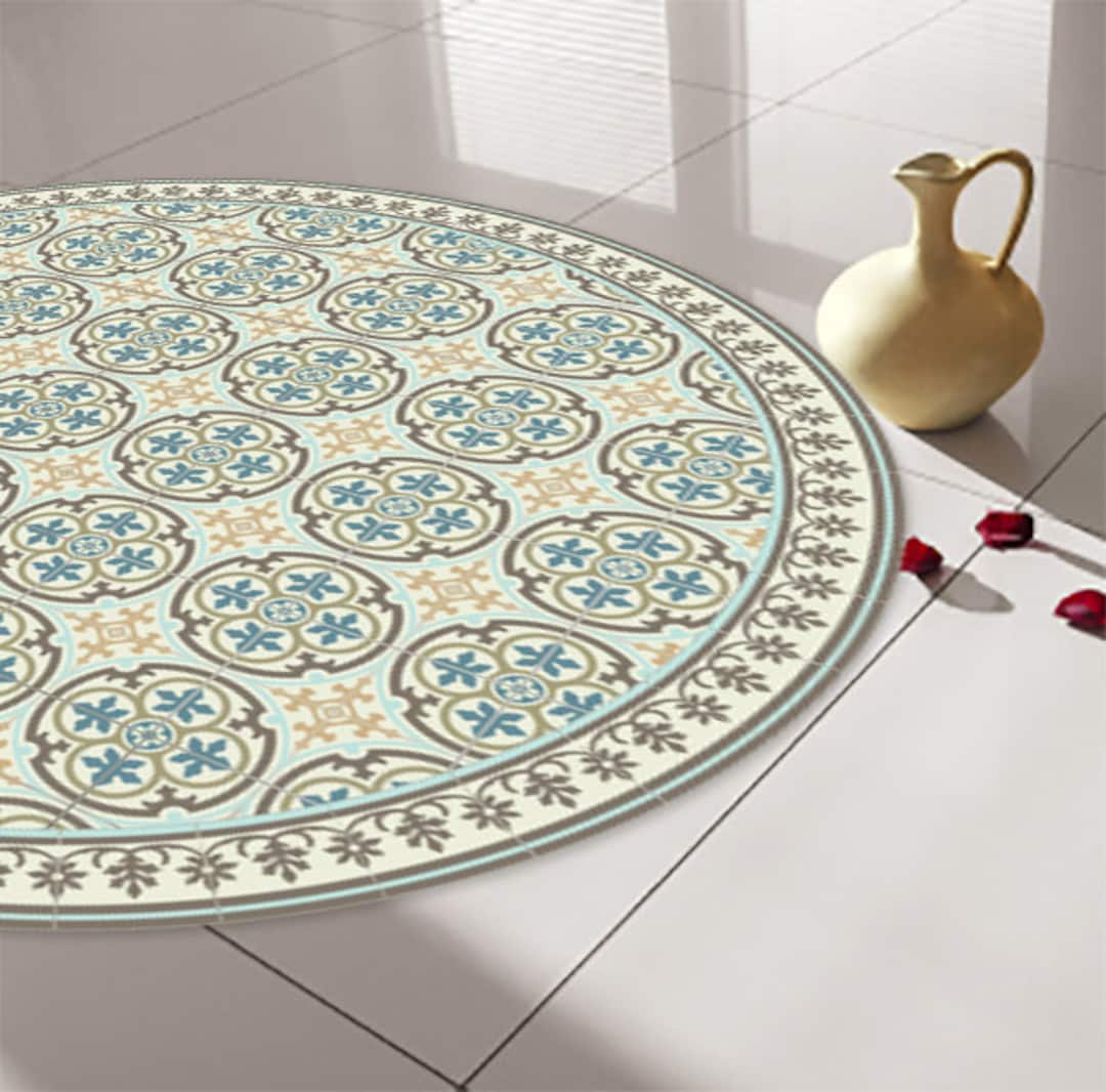 Verona Round Vinyl Mat, Oriental Moroccan Design, Livingrm Decor ...