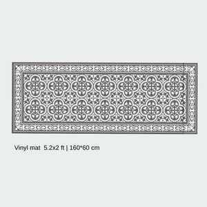 Oriental Tile PVC Rug, Vinyl Living Room Floor Mat, Modern Tile Floor ...