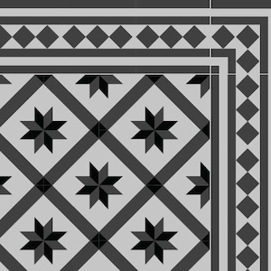 Black & Gray Vinyl Mat, Oriental Geometric Design, Kitchen Mat ...