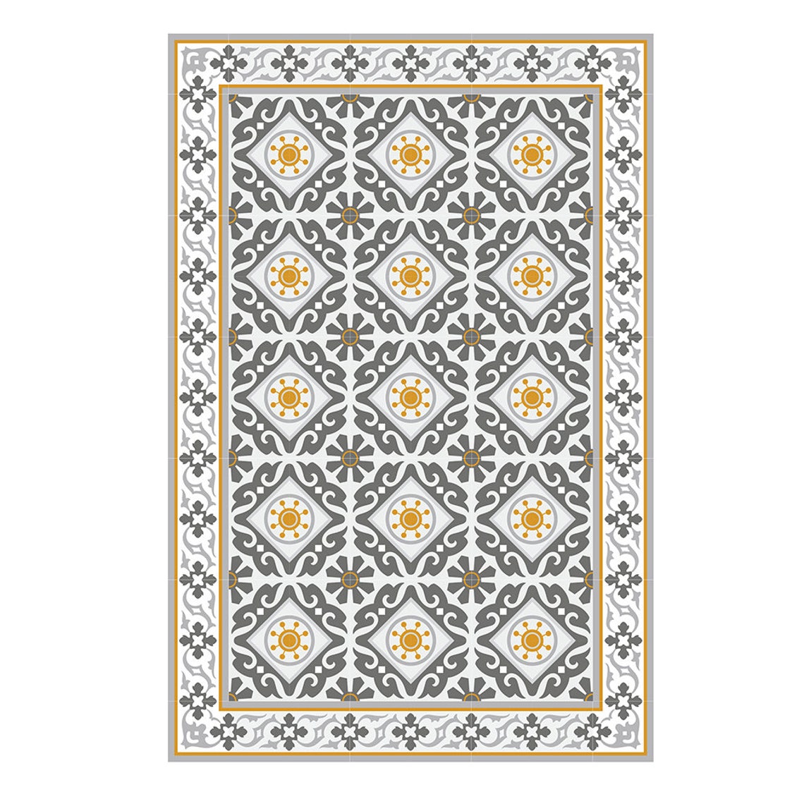 Yellow Gray Kitchen Mat Waterproof PVC Vinyl Mat Moroccan - Etsy