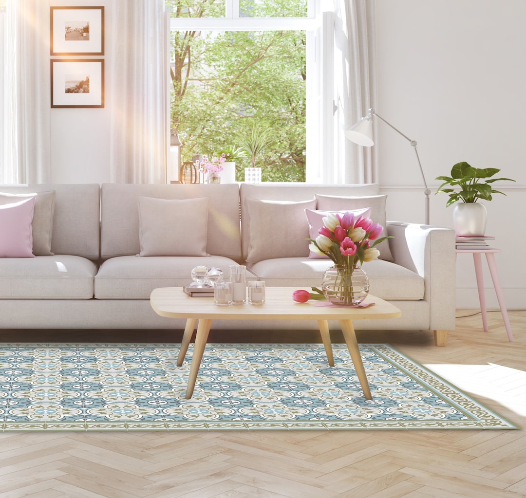 Vinyl Living Room Floor Mat, Modern Tile Floor Mat, PVC Living Room ...