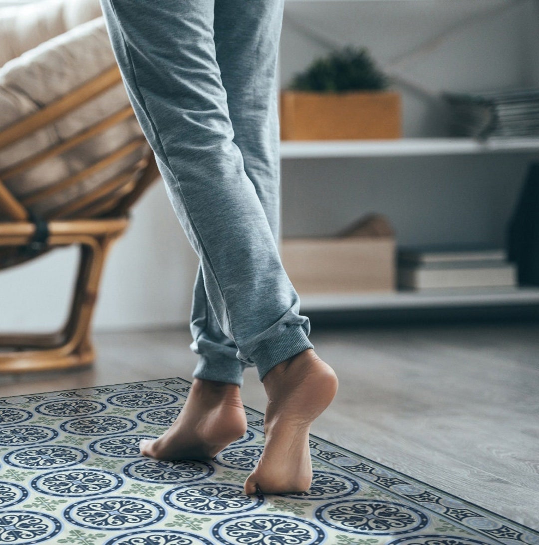 Vinyl Living Room Floor Mat, Modern Tile Floor Mat, PVC Living Room ...