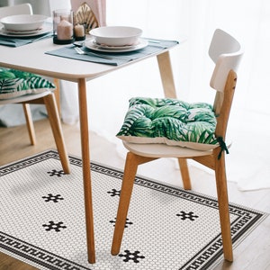 Mosaic Floor Runner, Black & White Tiled Squares PVC Kitchen Rug, Vinyl ...