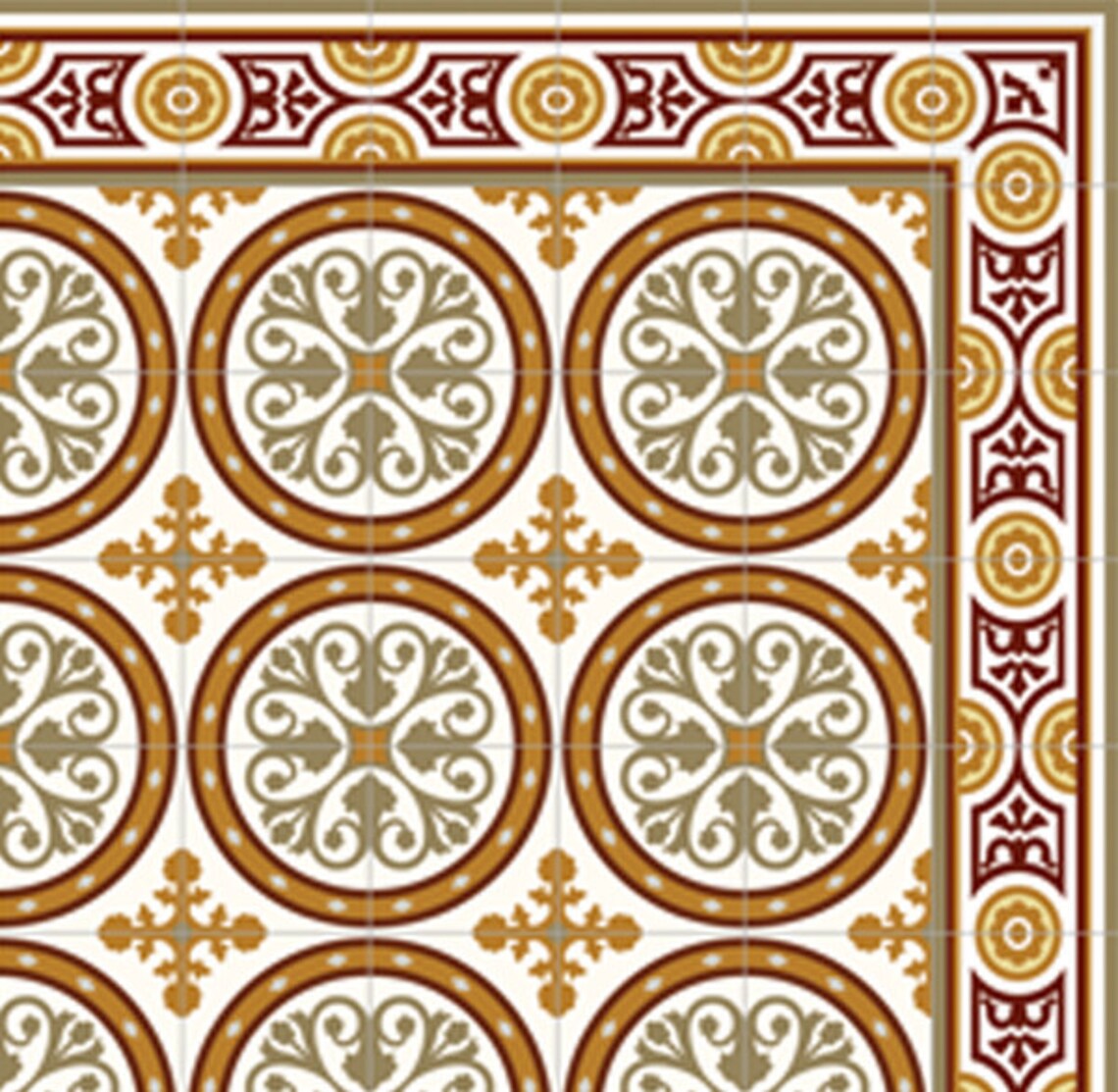 Orange & bordeaux Vinyl mat Oriental maroccan design | Etsy