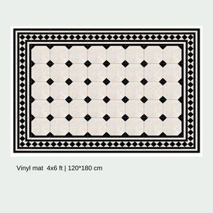 Victorian Living Room Rug, Black Beige Area Rug, Octagon PVC Mat ...
