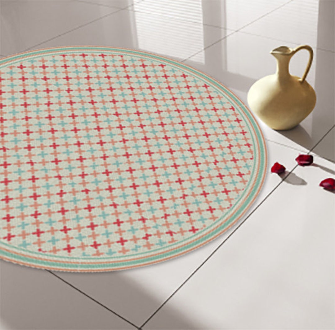 Round Vinyl Mat, Oriental Moroccan Design, Living Room Decor ...