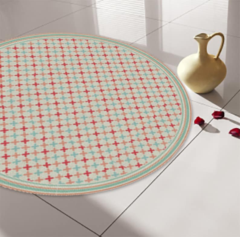 Round Vinyl Mat, Oriental Moroccan Design, Living Room Decor ...