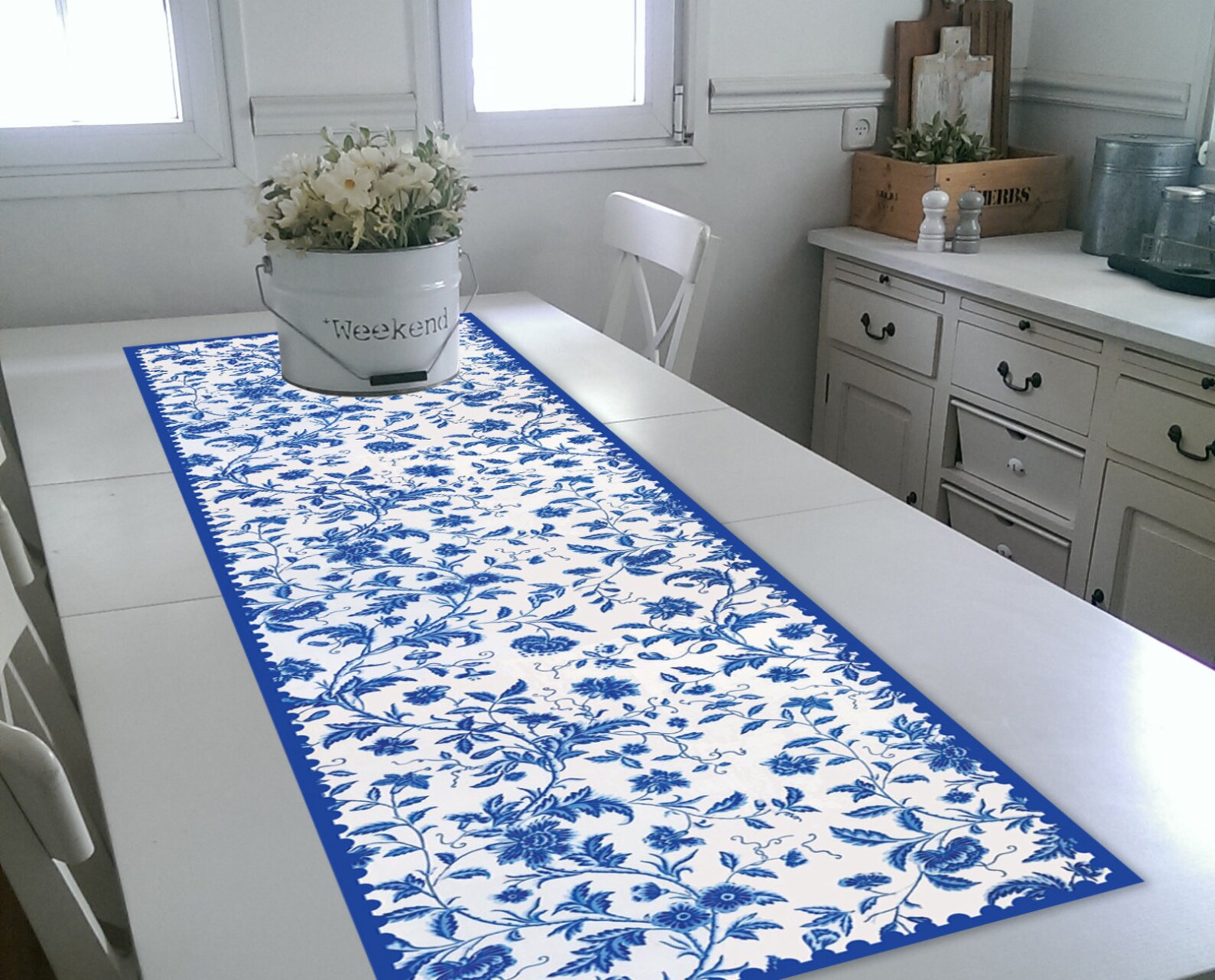 Free Shipping Blue Flowers Table Runner Wedding Table Runner - Etsy