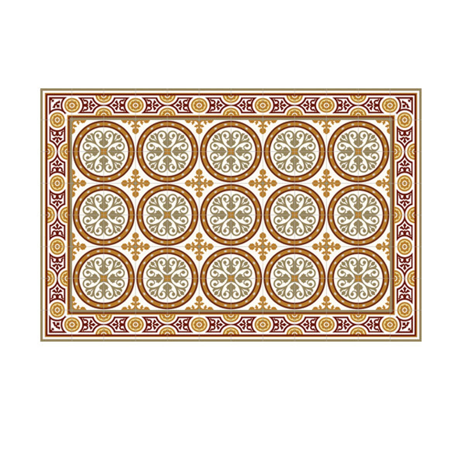 Orange & bordeaux Vinyl mat Oriental maroccan design | Etsy