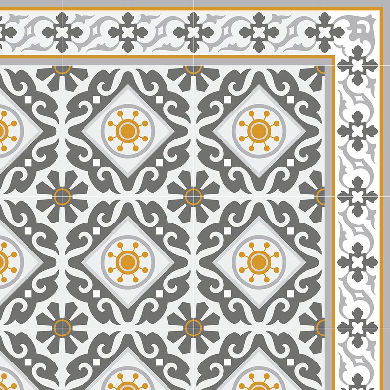 Yellow Gray Kitchen Mat Waterproof PVC Vinyl Mat Moroccan - Etsy