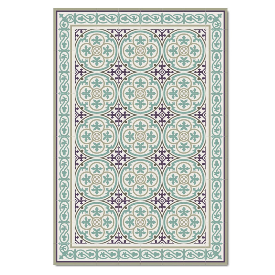 Azure & Purple Kitchen Mat Vinyl Mat Orientaltiles Décor - Etsy