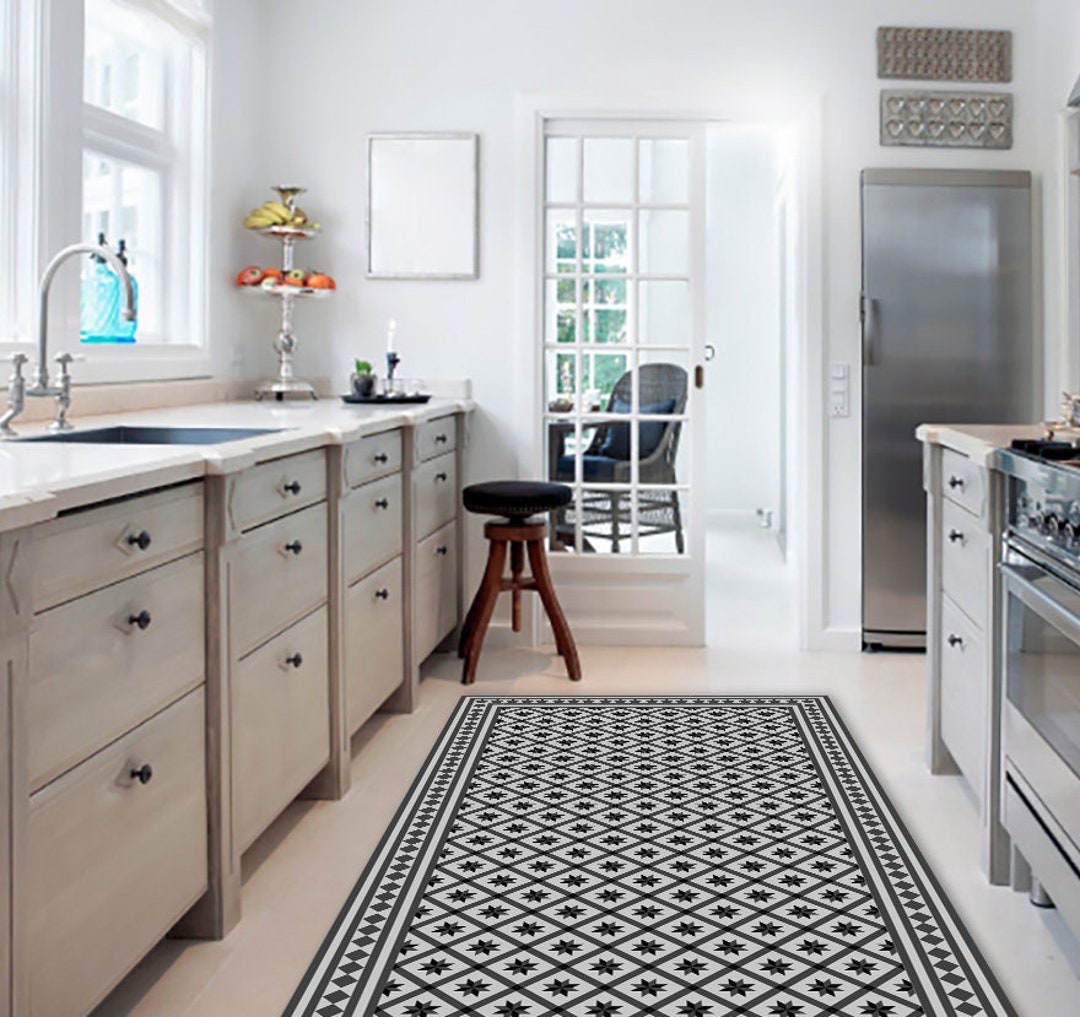 Vinyl Kitchen Mat, Modern Kitchen Floor Accessory, Non Absorbent Vinyl ...