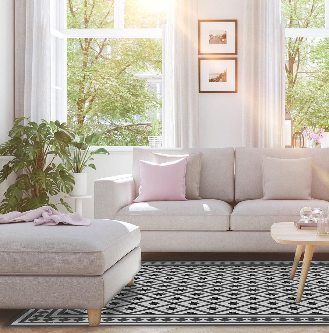 PVC Living Room Decor, Vinyl Living Room Floor Mat, Modern Tile Floor ...