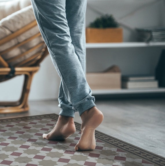 Vinyl Living Room Floor Mat Modern Tile Floor Mat PVC Living - Etsy