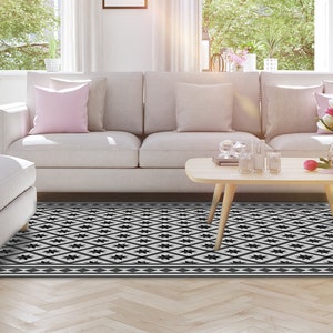 Black & Gray Vinyl Mat, Oriental Geometric Design, Kitchen Mat ...