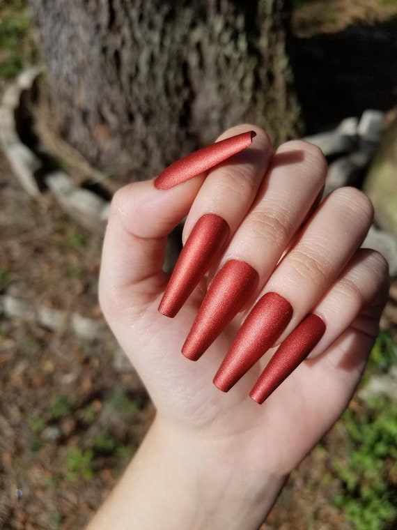 Velvet Rust Nails CHOOSE SHAPE/FINISH Set of 20 False | Etsy
