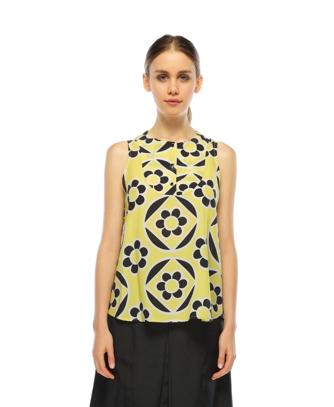 Bella Silk Top Yellow Blossom Silk Print - Etsy