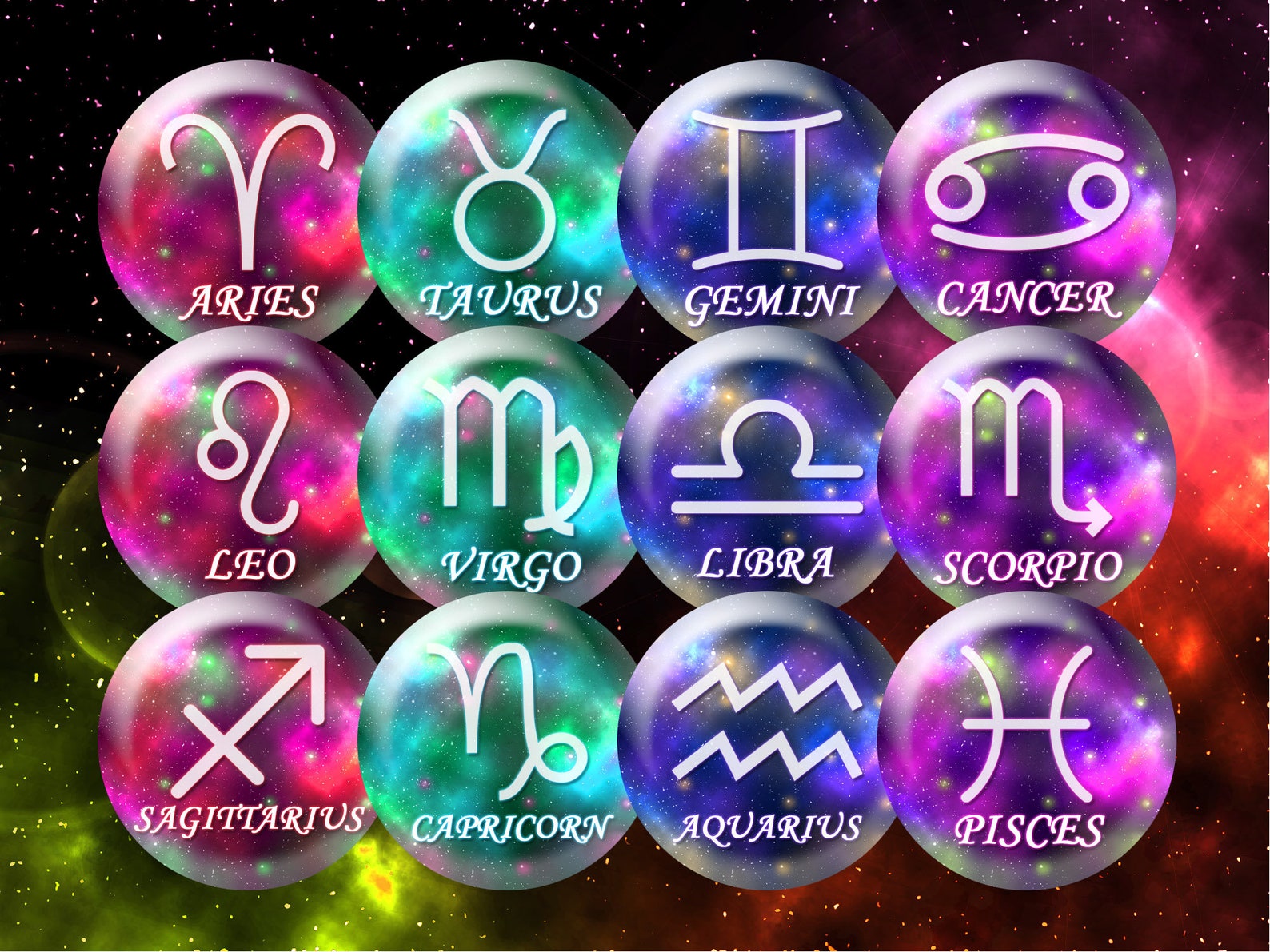 Printable Galaxy Zodiac Signs 18mm Round Images Digital - Etsy
