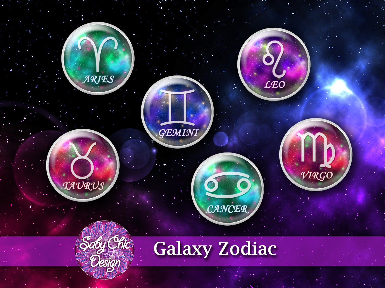 Printable Galaxy Zodiac Signs 18mm Round Images Digital - Etsy