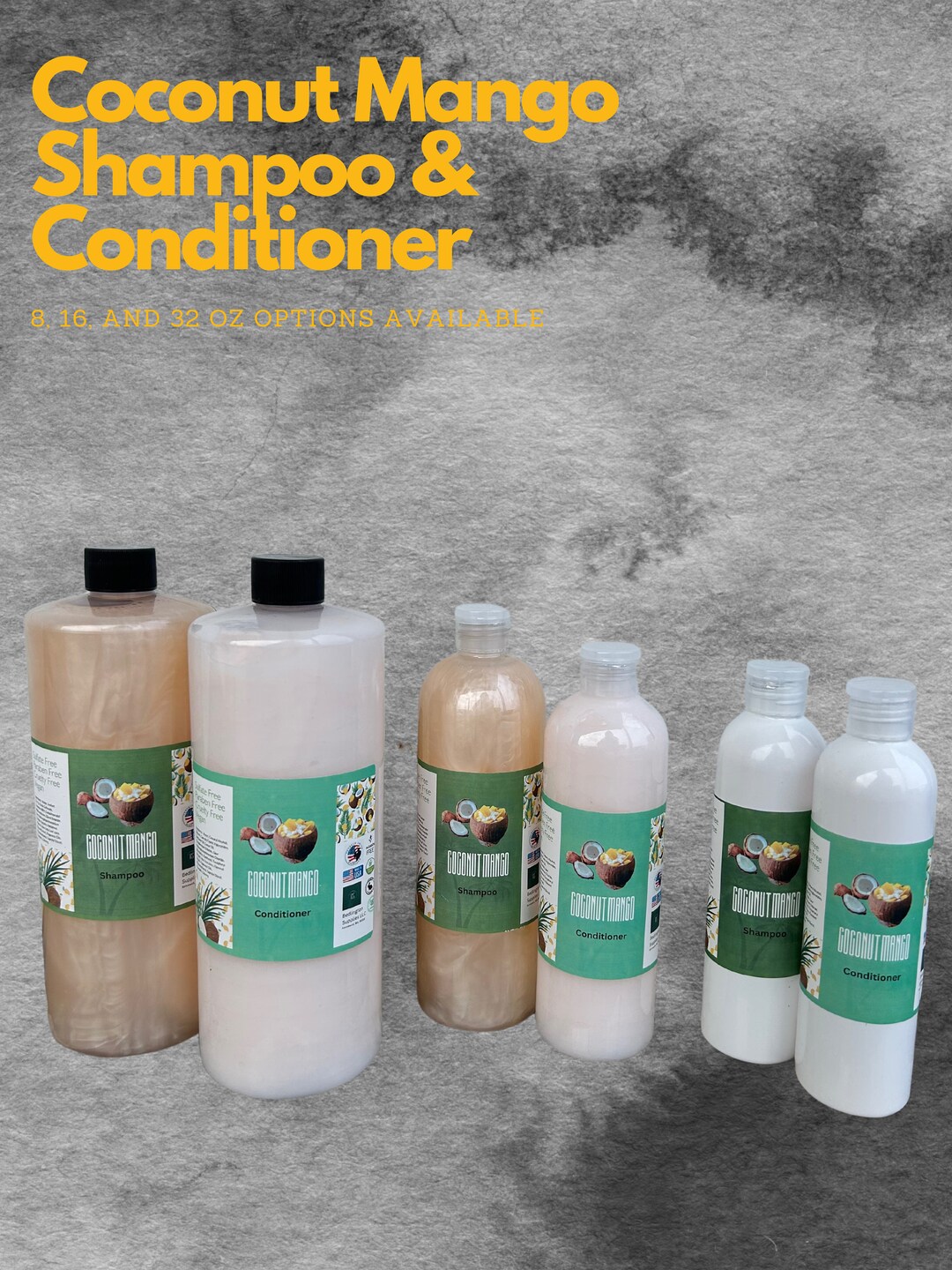 Coconut Mango Shampoo and Conditioner Sets, All Natural, Non-gmo Vegan ...