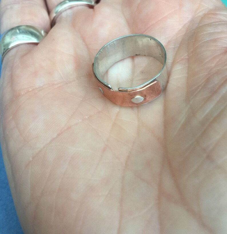 Handmade Rivet Ring Sterling Silver Riveted Ring. With Copper - Etsy