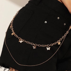 Women Chain for Pants, Butterfly Jewelry, Chain With Silver Butterfly ...