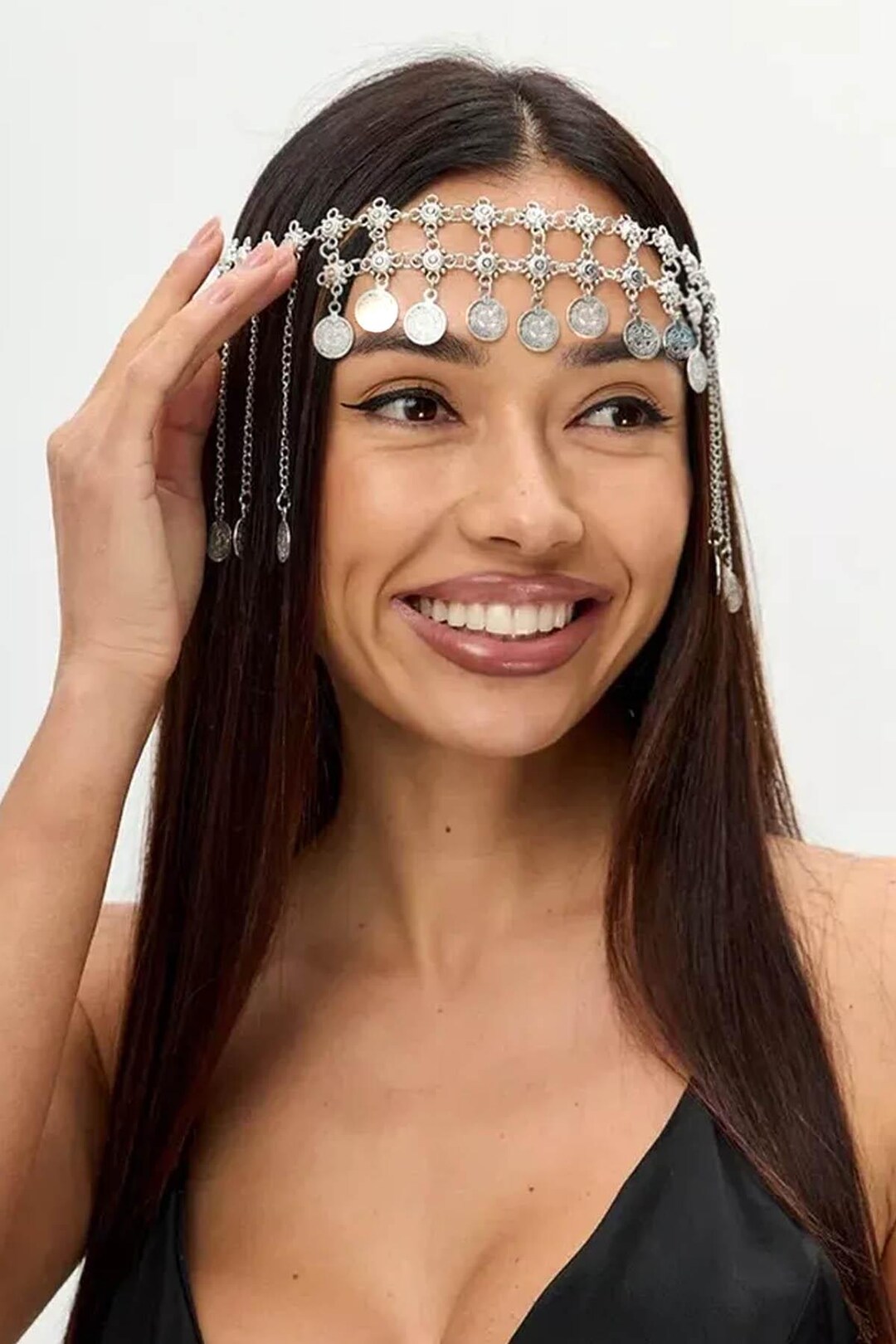 Selma Antique Silver Coin Dangle Headpiece – Boho Forehead Jewelry ...