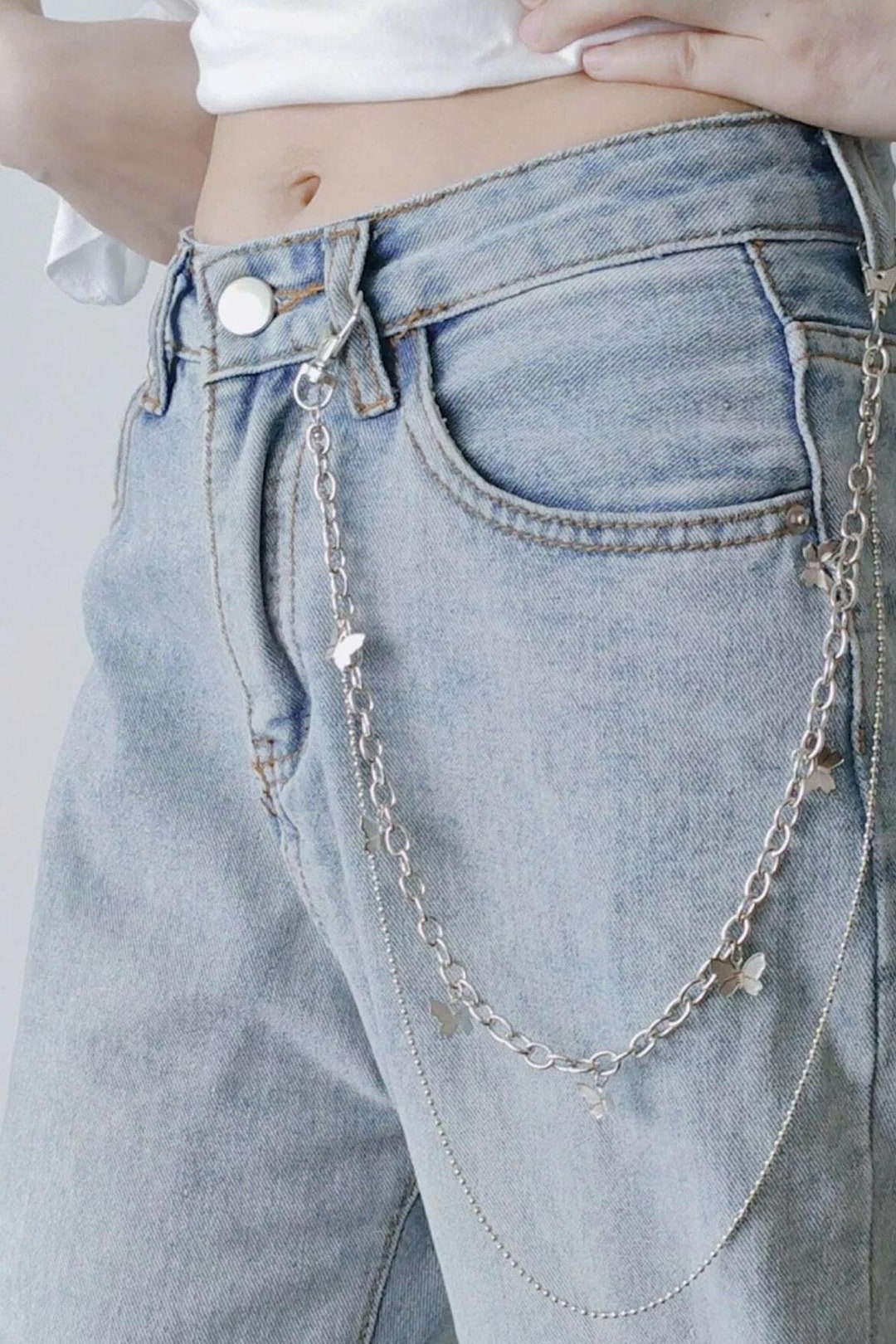 Women Chain for Pants, Butterfly Jewelry, Chain With Silver Butterfly ...