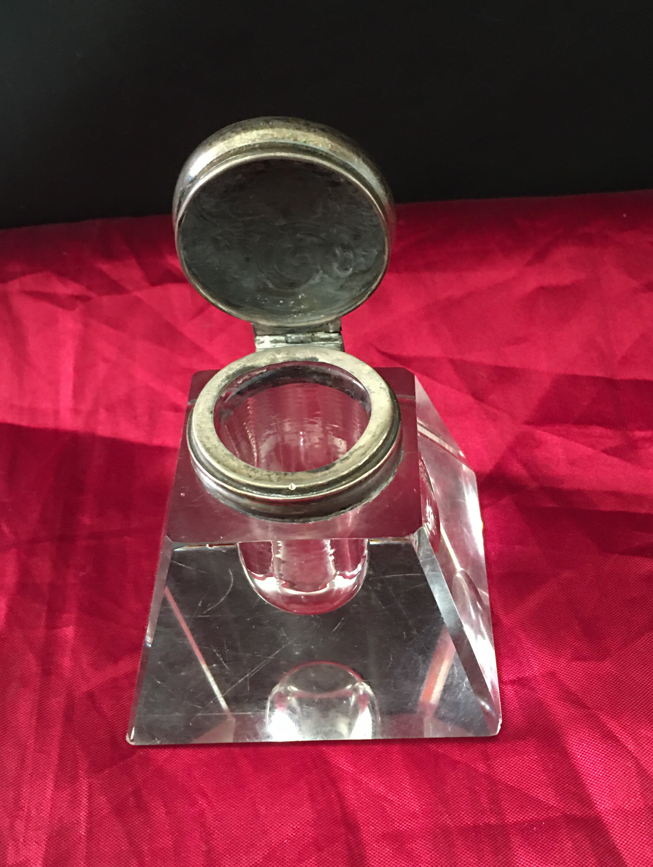 Crystal Pyramid Ink Well With Sterling Top - Etsy