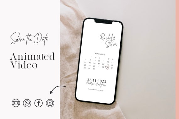 Calendar animated Wedding Save the Date Electronic Modern | Etsy Italia