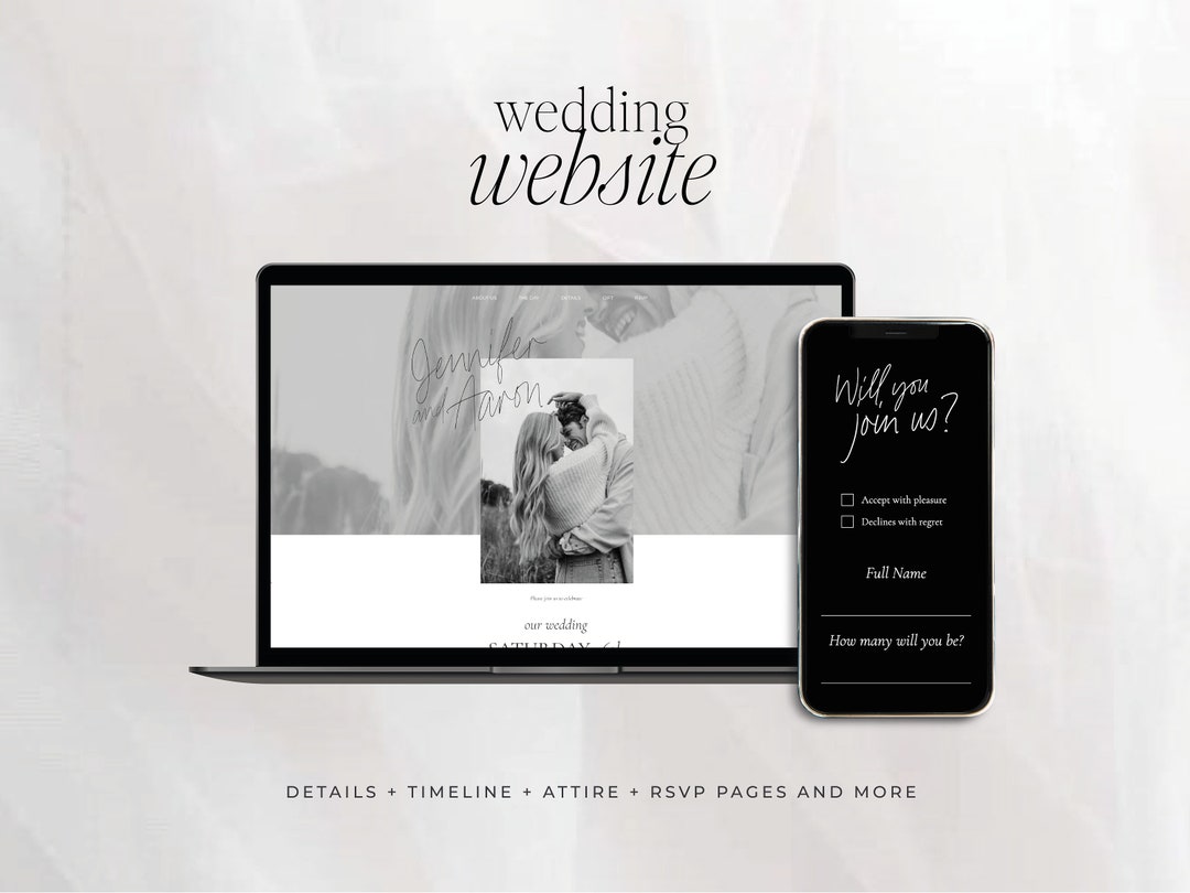 Modern Minimalist Wedding Website Template, Simple Wedding Website ...
