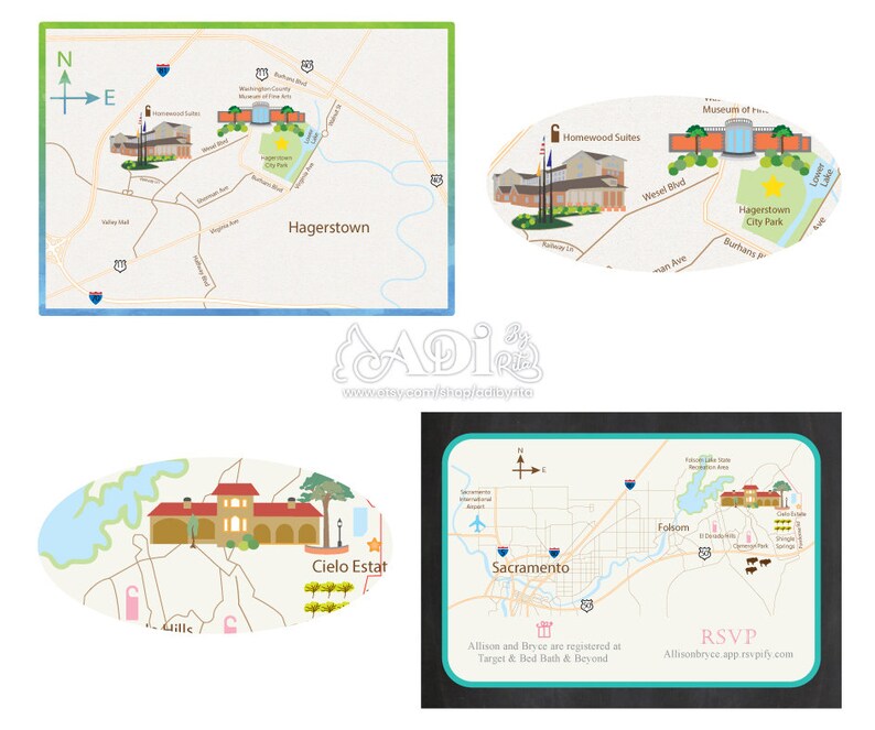 Venue Map Reception Map Wedding Map Printable File Custom Design - Etsy
