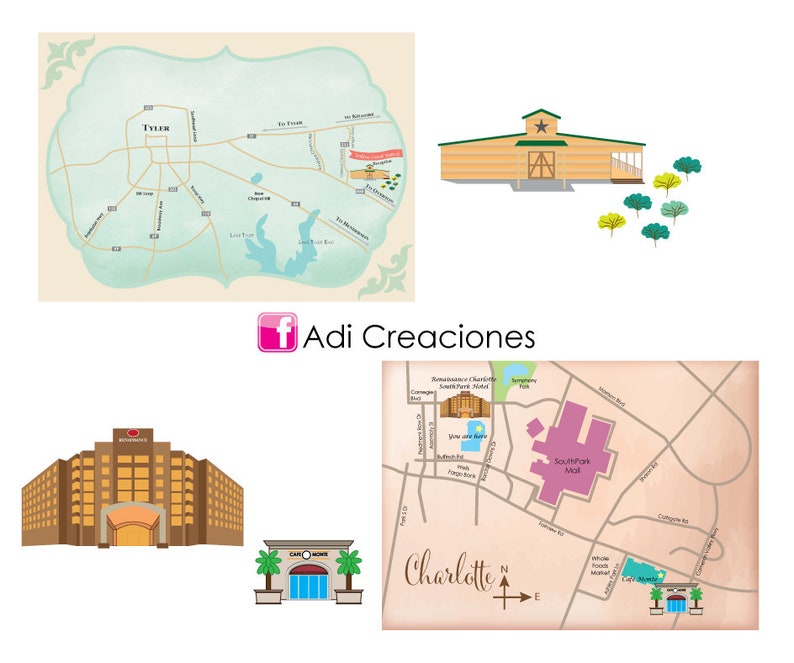 Venue map Reception map Wedding map Printable file Custom | Etsy