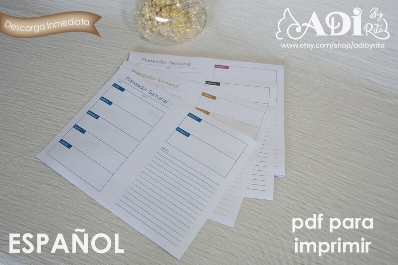 Planeador Semanal, Español, Plantilla Imprimible, 1 Diseño De Hoja De ...